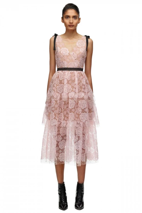 Rent Starlet Rose Lace Midi Dress - Self-Portrait | HURR