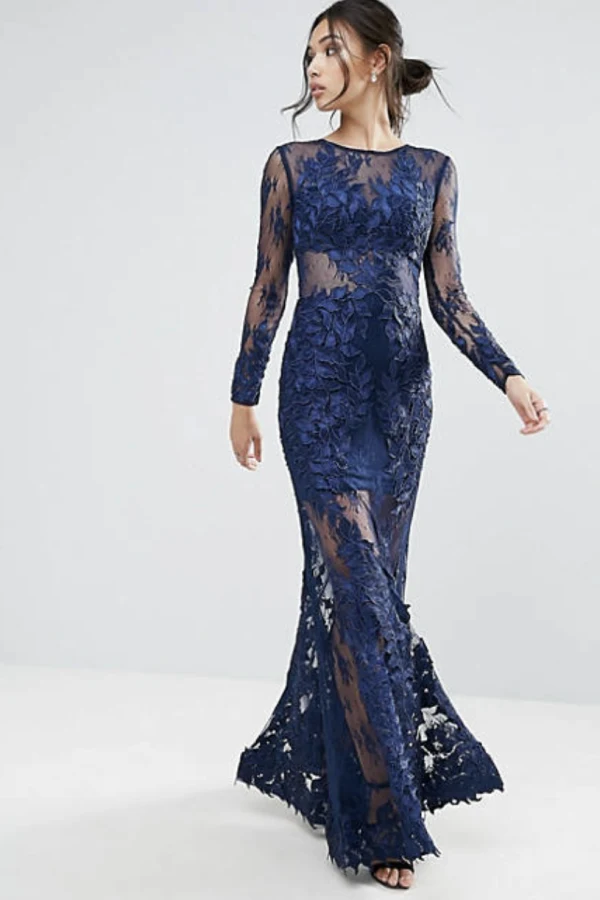 Rent Long sleeve lace sheered maxi - Forever Unique | HURR