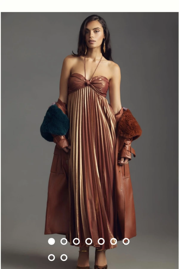 Rent Plissè copper dress - Anthropologie | HURR