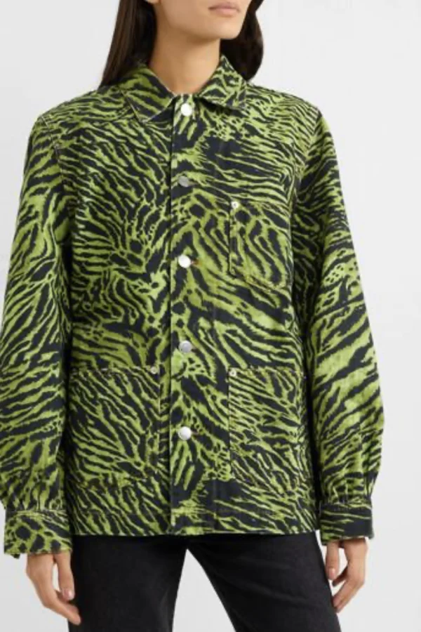 Rent Green Tiger Print Jacket - Ganni | HURR