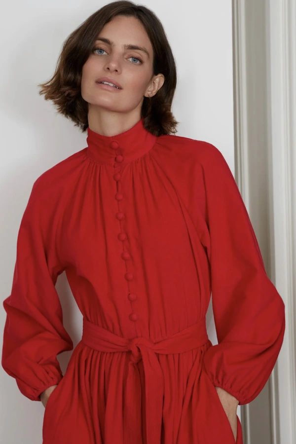 Rent The Red Winter Nehru Dress - Seraphina | HURR