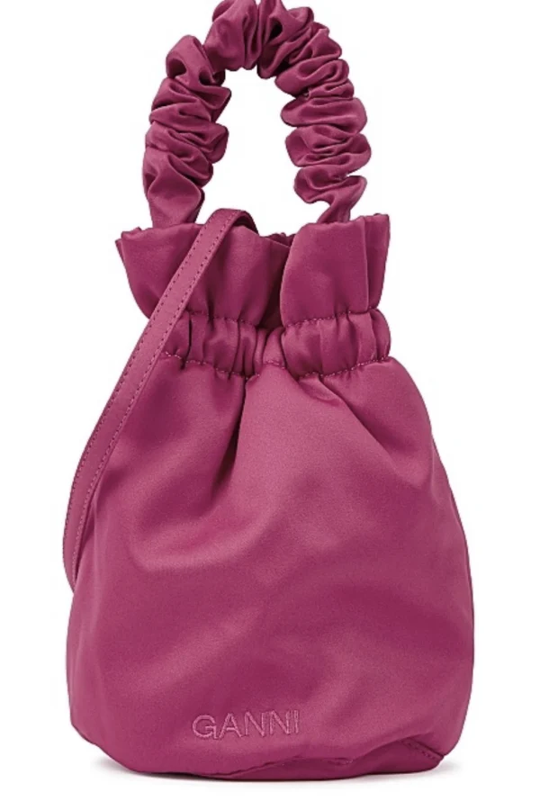 Rent Dark pink satin top handle bag - Ganni | HURR