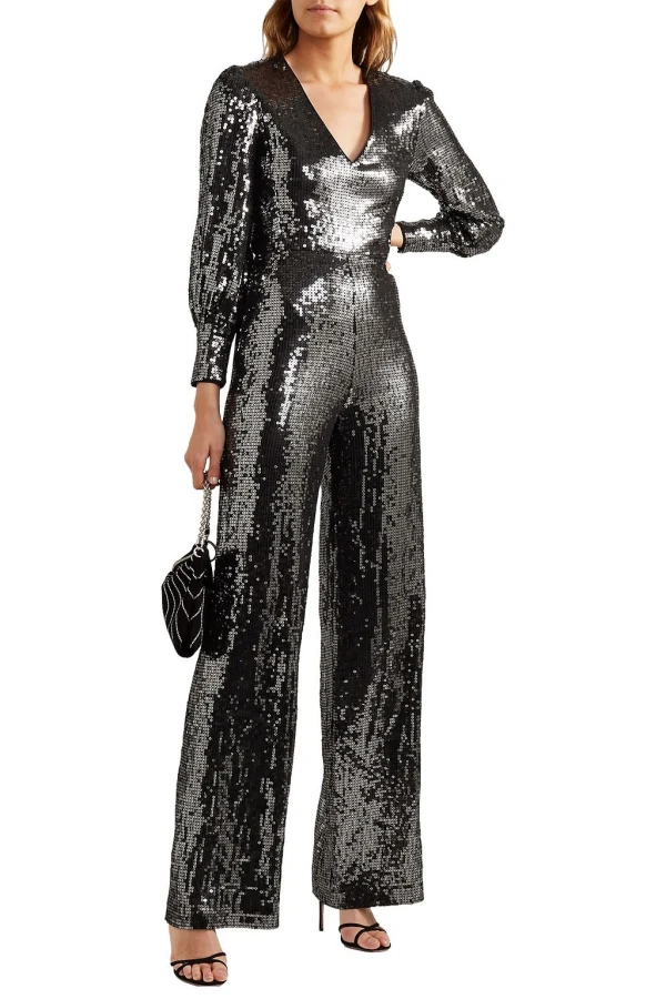 Rent Lisa sequined satin jumpsuit - Alice + Olivia | HURR