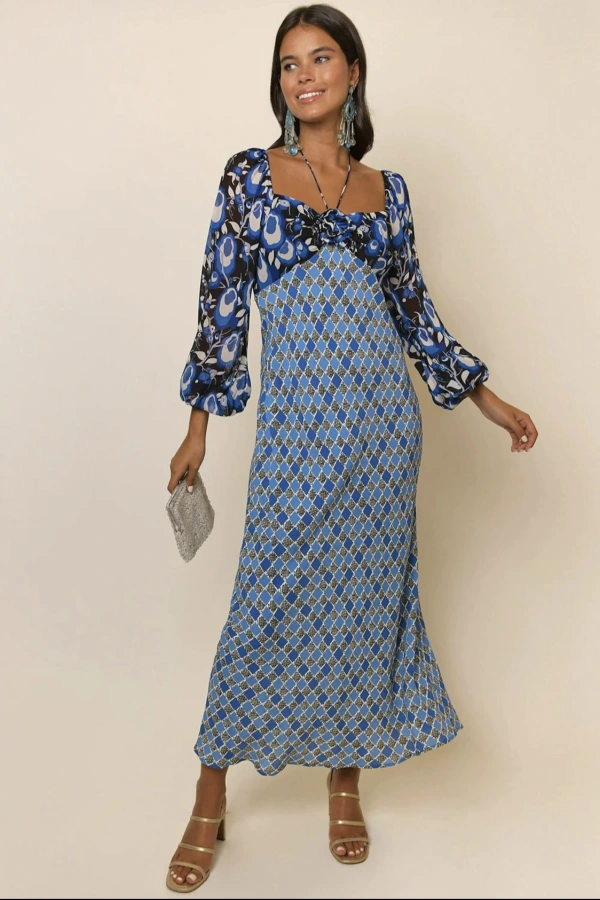 Rent Jeanie silk-mix midi dress - RIXO | HURR