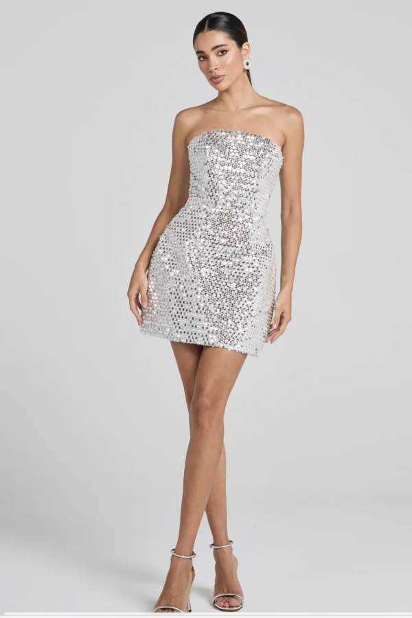Rent Lucia sparking silver sequined dress - Nadine Merabi | HURR