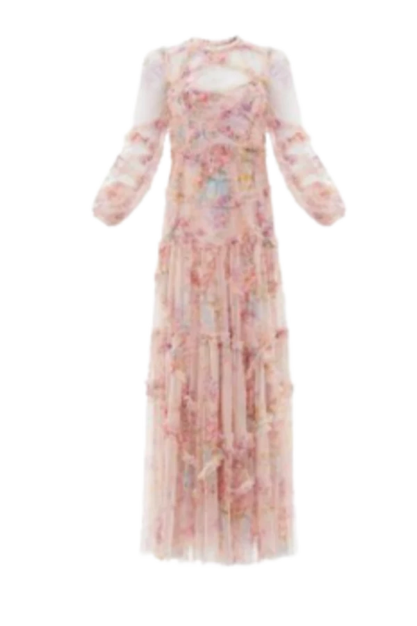 Rent Floral Diamond Ruffle Dress - Needle & Thread | HURR