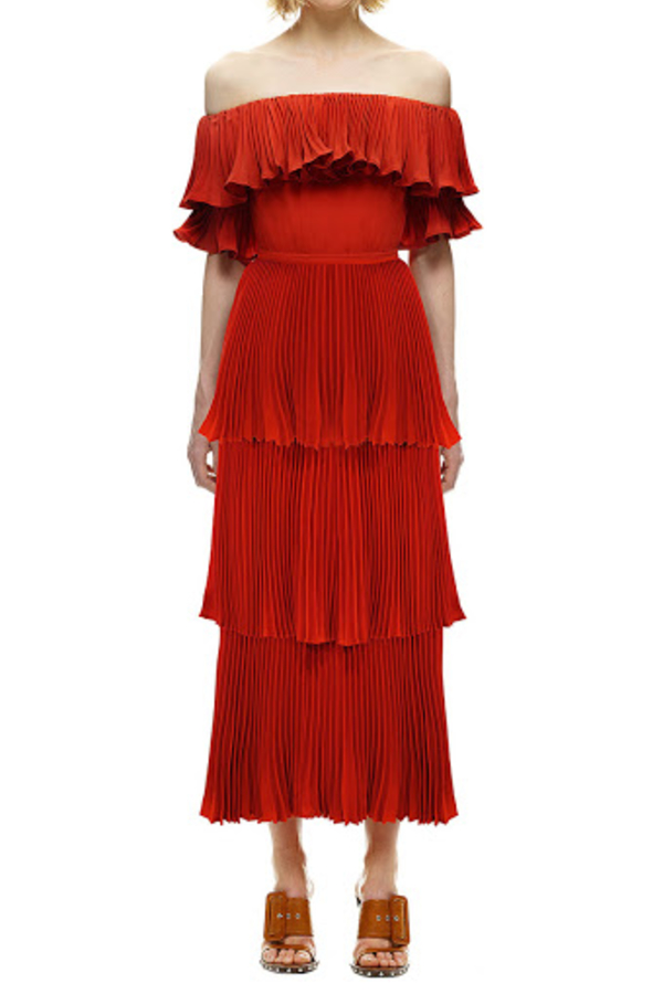 Rent Flounce off the shoulder dress - Self Portrait | HURR