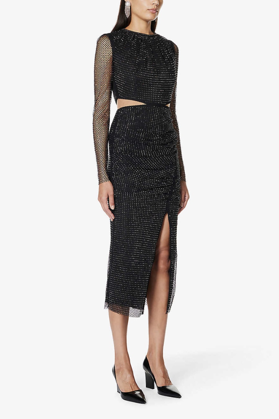 Rent Crystal-embellished cut-out woven midi dress - SELF-PORTRAIT ... Rent Crystal-embellished cut-out woven midi dress - SELF-PORTRAIT ...