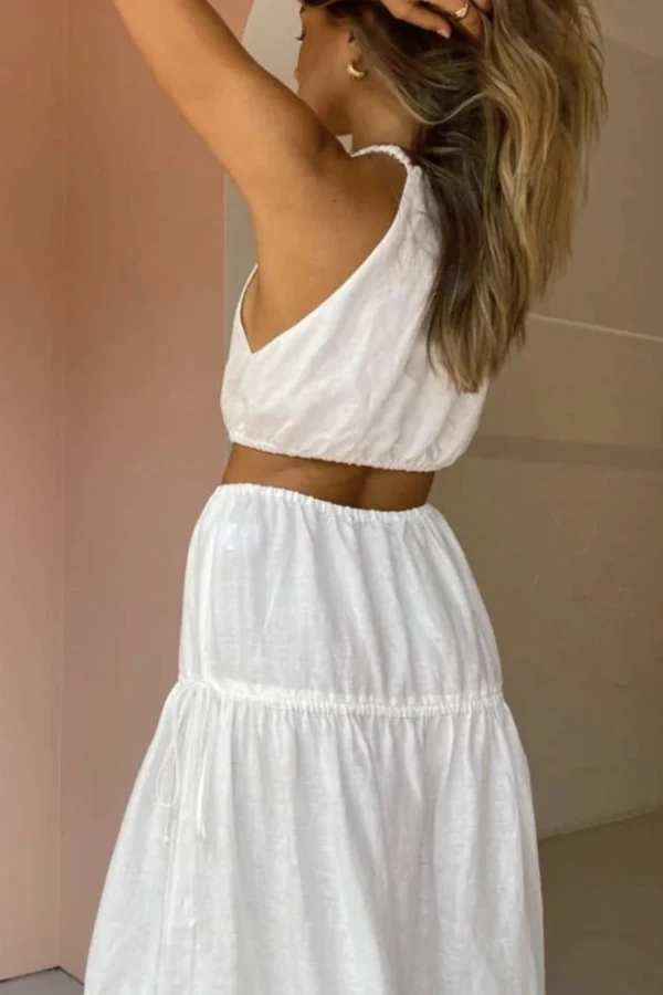 Rent Helene White Linen Dress - Bec & Bridge | HURR