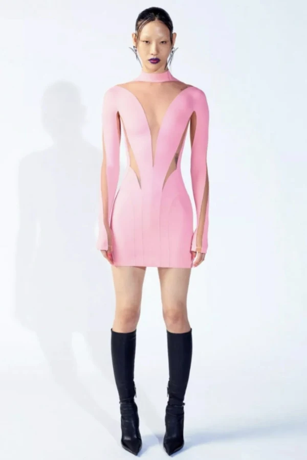 Rent H&M Mugler pink dress - H&M X Mugler | HURR