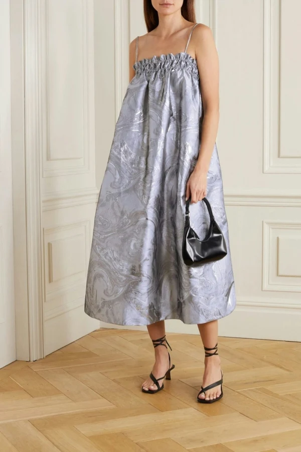Rent Ganni metallic silver dress - Ganni | HURR
