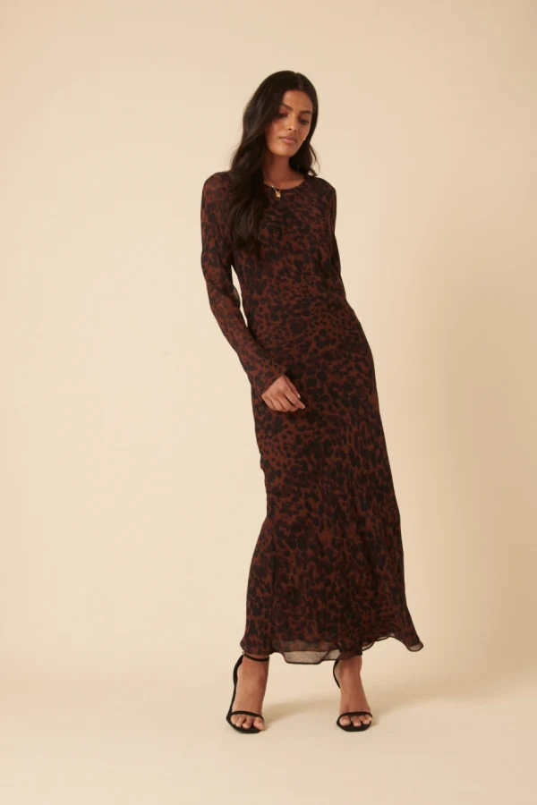 Rent Brown Animal Print Clarissa Midi Dress - Nobody's Child | HURR