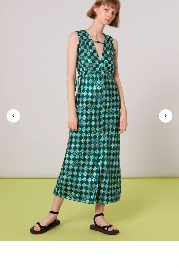 Rent Green silk checkerboard dress - Whistles | HURR