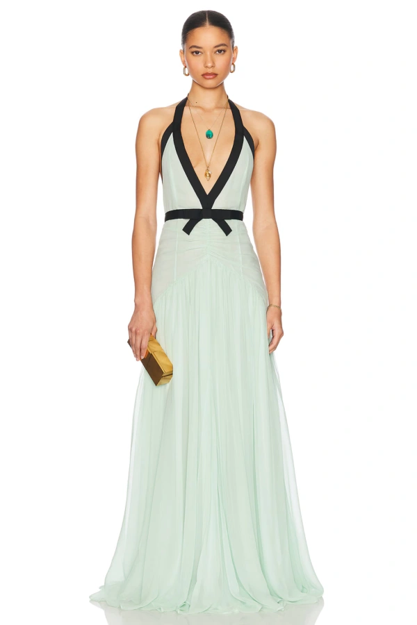 Rent Siren Dress in Silk Chiffon Bow - Helsa | HURR