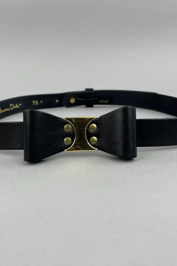 Rent Black leather belt with bow detail - Massimo Dutti | HURR