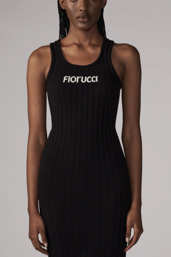 Rent Fiorucci Logo Knit Midi Dress Black - Fiorucci | HURR