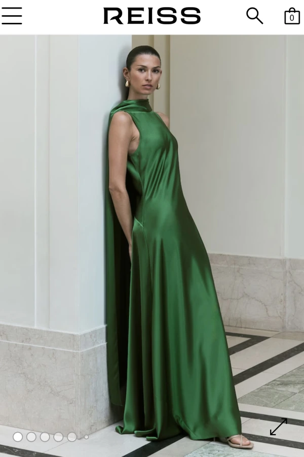 Rent Reiss Forest Green Fae cut out maxi gown with cape - Reiss | HURR