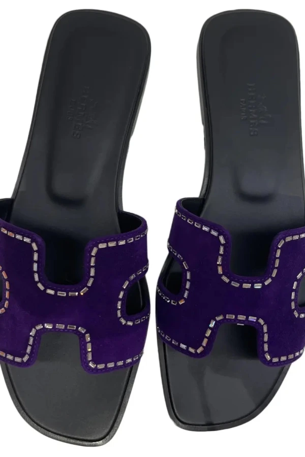 Rent Hermès Oran Suede Sandals – Purple - Hermès | HURR
