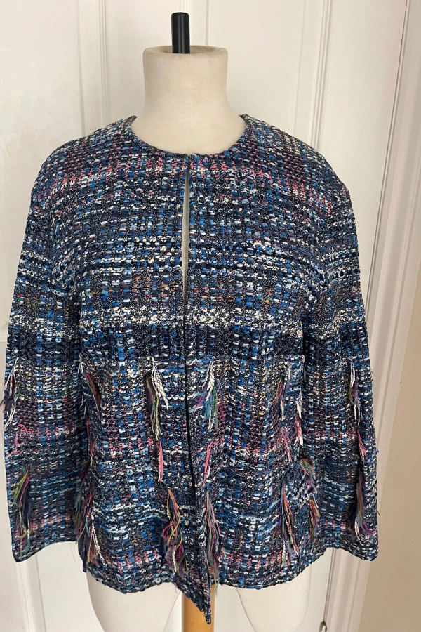 Rent Lightweight multi tweed jacket with fringe detail - St. John | HURR