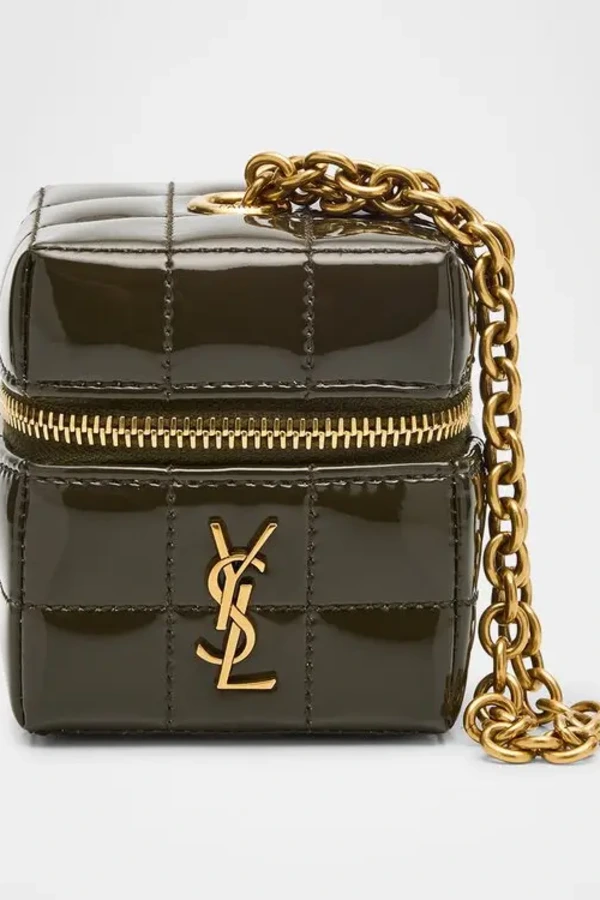 Rent Cassandre Matelassé Carré mini cube in patent leather - Saint ...