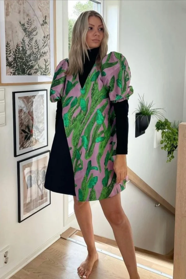 Rent STINE GOYA BRETHEL DRESS PINK GREEN BLOOMING TREE - Stine Goya | HURR