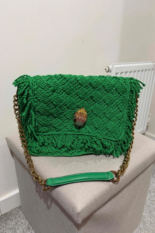 Rent Kensington Crochet Fringe Green Bag - Kurt Geiger | HURR
