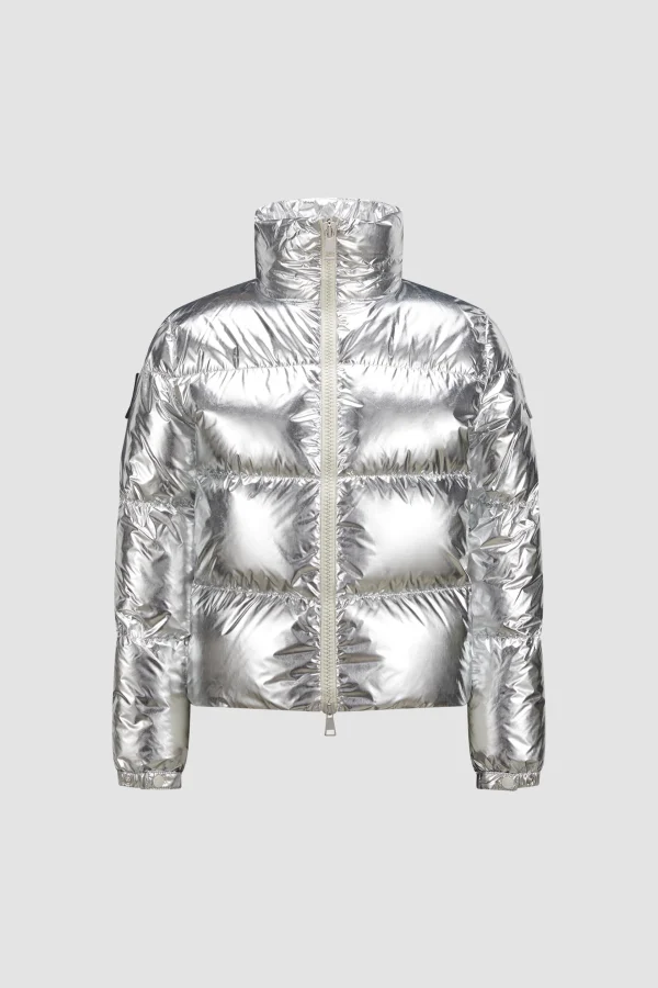 Rent Moncler Silver Reflective Ski Jacket - Moncler | HURR