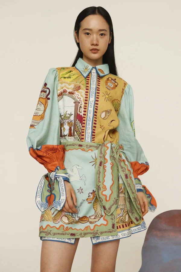 Rent SURREALIST SUMMER MINI SHIRTDRESS - ALEMAIS | HURR