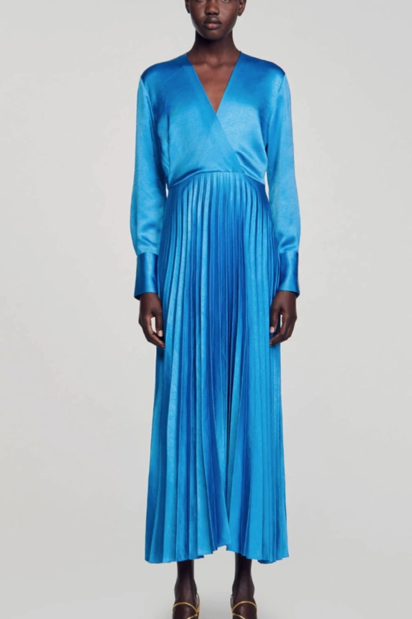 Rent Sandro blue silk dress - Sandro | HURR