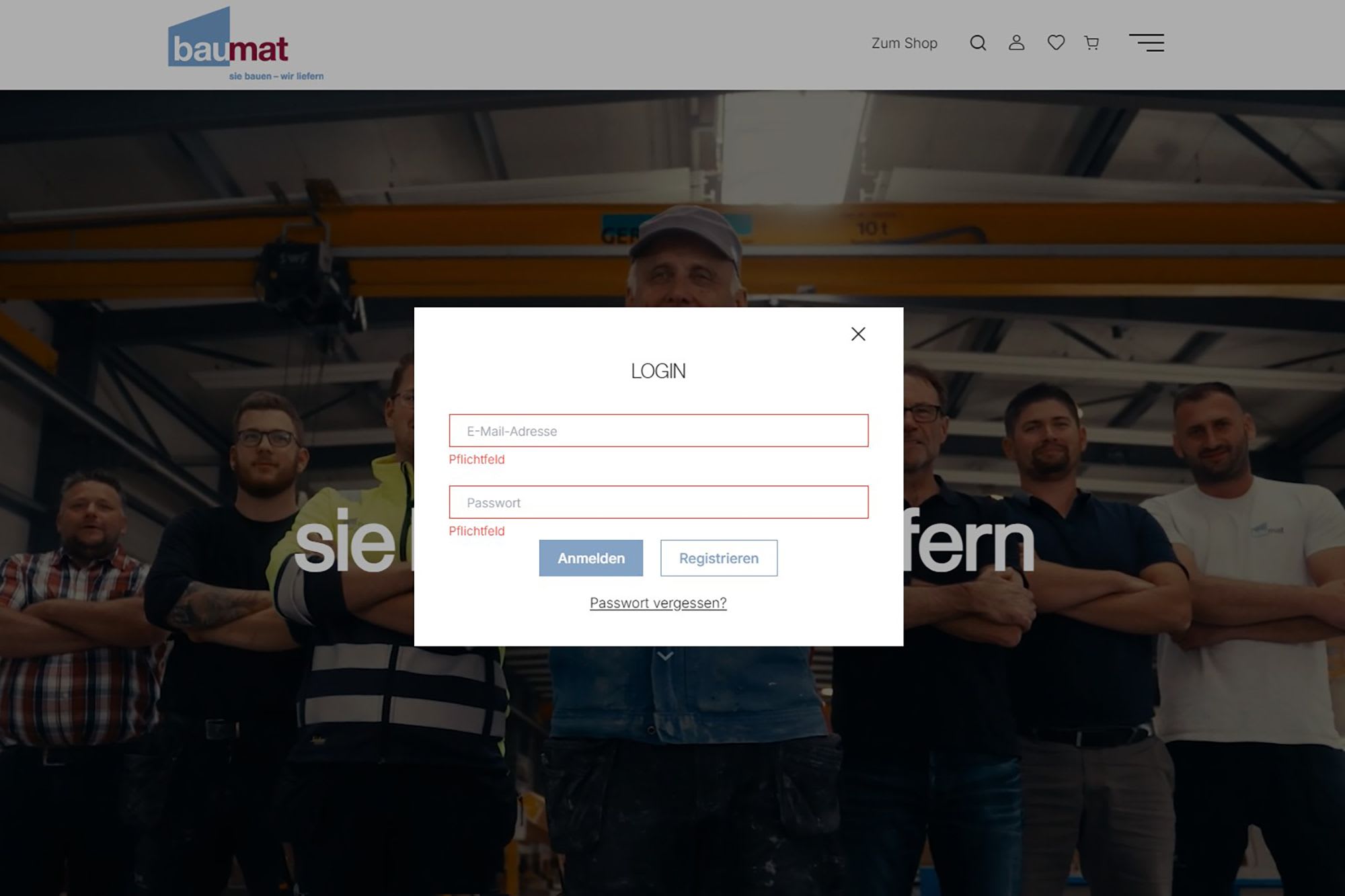 Onlineshop-Login-Antrag - Baumat AG