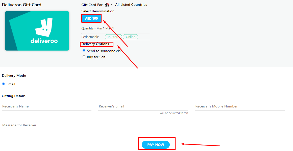 Buy Deliveroo Gift Cards & Gift Vouchers, November 2020 | al giftcards