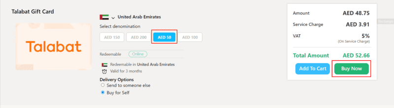 Buy Talabat Gift Cards Online September 2022 | al giftcards