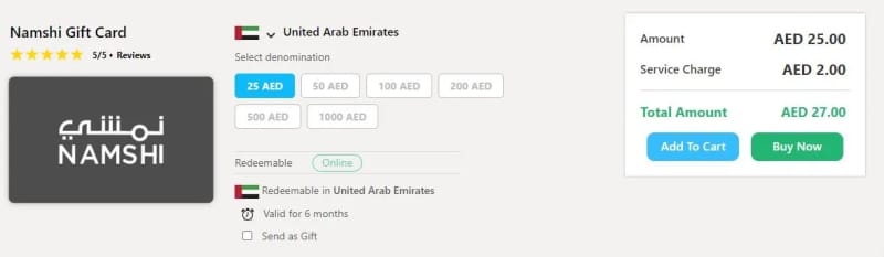 Buy Namshi Gift Cards Online, July 2024 | al giftcards