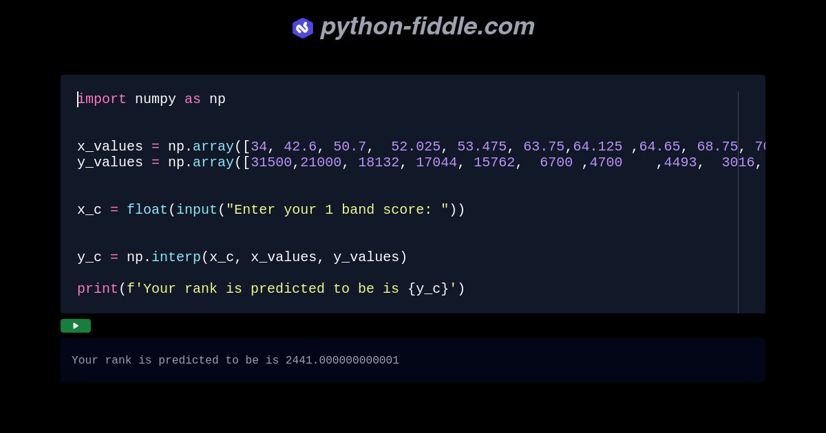 Python-Fiddle: Online Python Compiler, IDE, and Interpreter