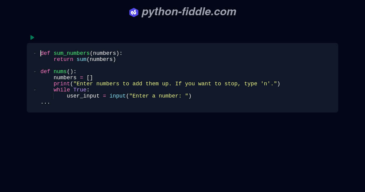 Python-Fiddle: Online Python IDE, Compiler, and Interpreter