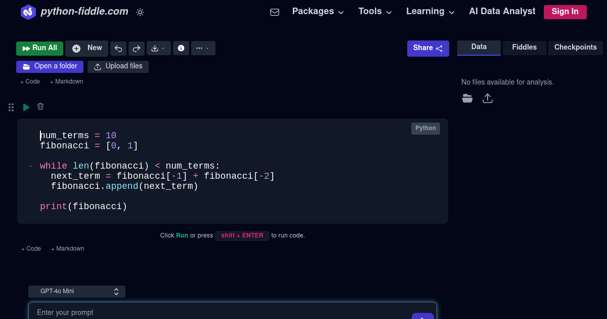 Python-Fiddle: Online Python IDE, Compiler, and Interpreter