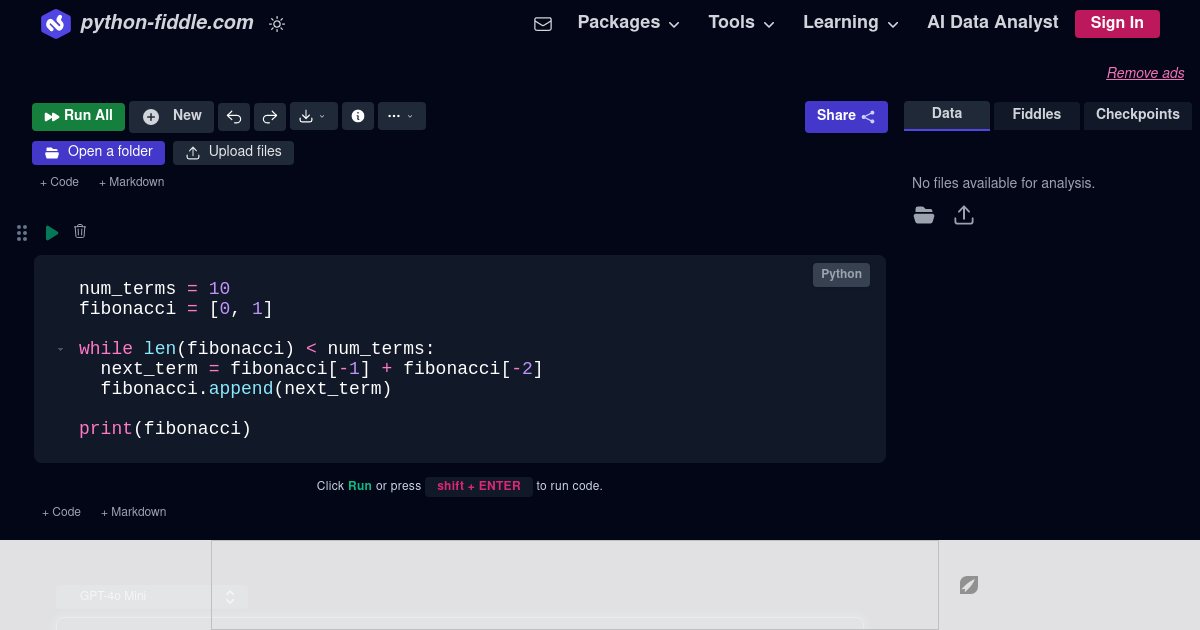 Python-Fiddle: Online Python IDE, Compiler, and Interpreter
