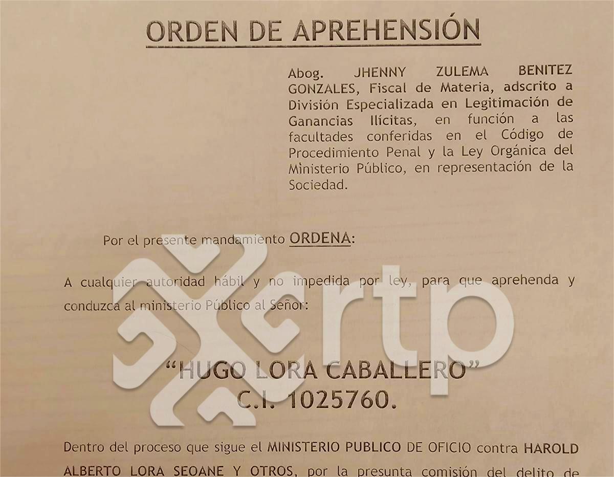 Fiscal libra una orden de aprehensión para el padre de Harold Lora