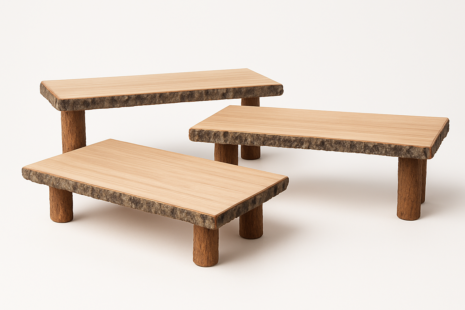 Set of Three Rectangular Wooden Display Stands | reparty