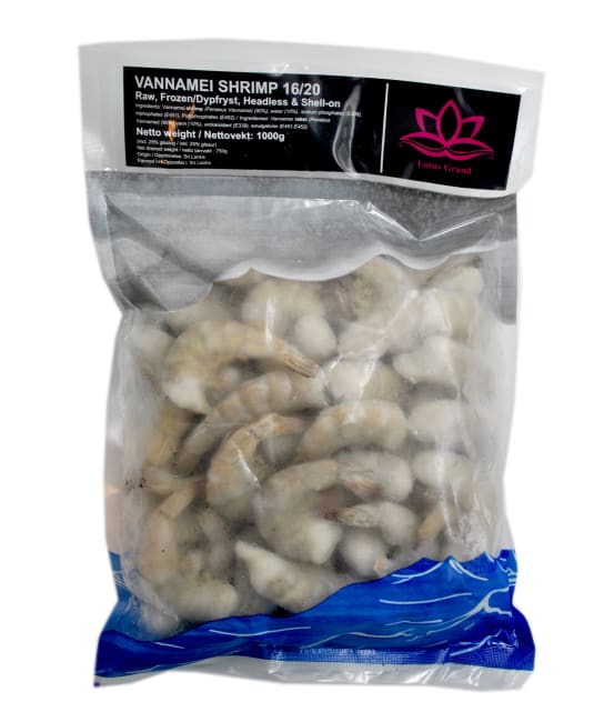 VANNAMEI HLSO shrimp IQF 16/20 - 10x1kg Asian Food Import