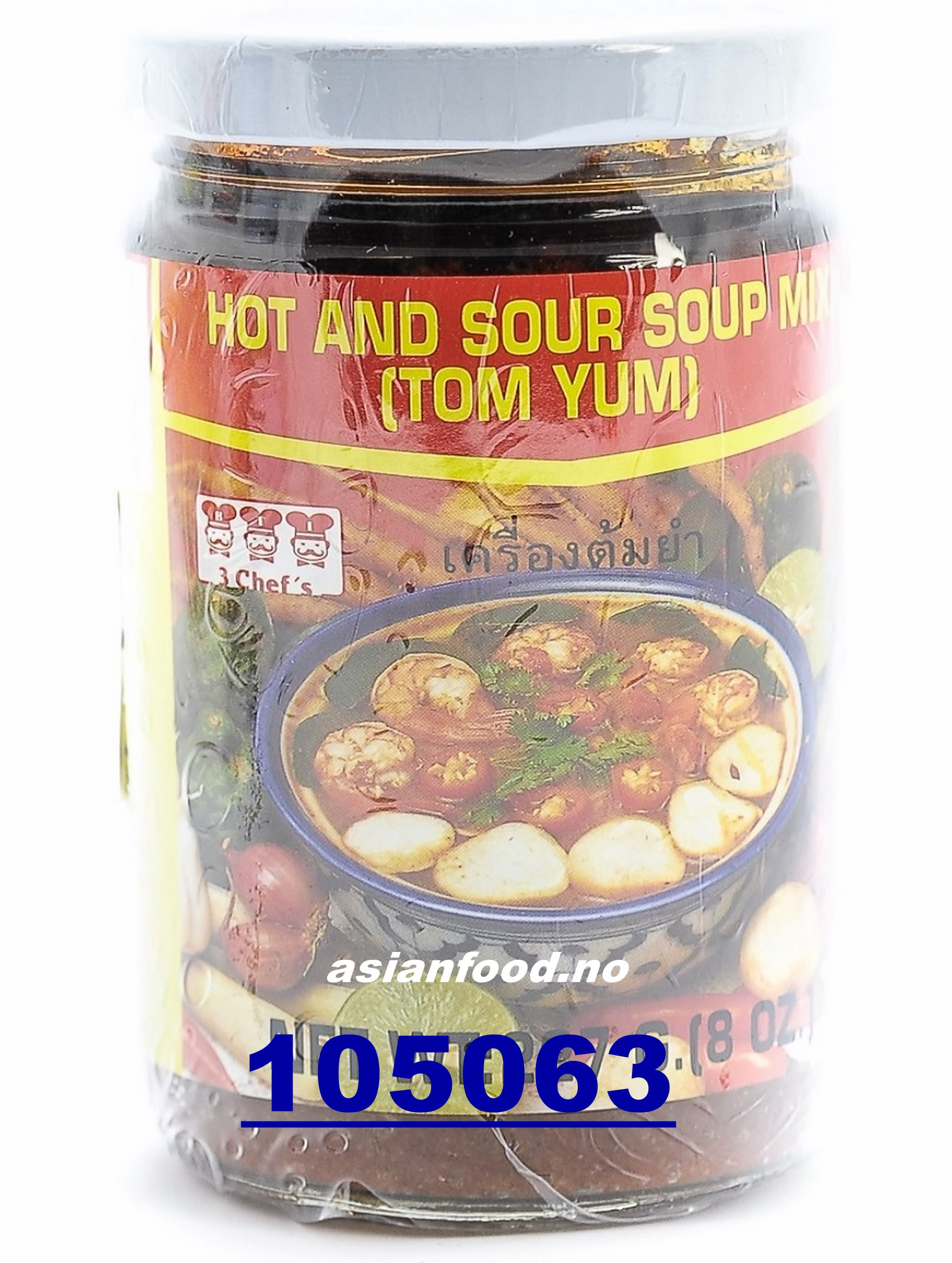 3 CHEFS Hot & sour soup mix Tom Yum 24x227g Asian Food Import