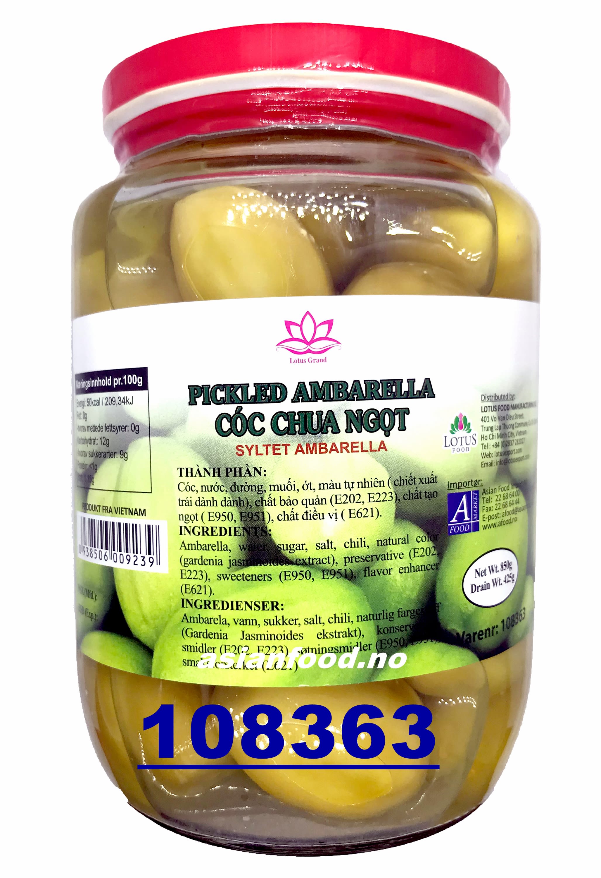 LOTUS Pickled ambarella 12x830g Asian Food Import