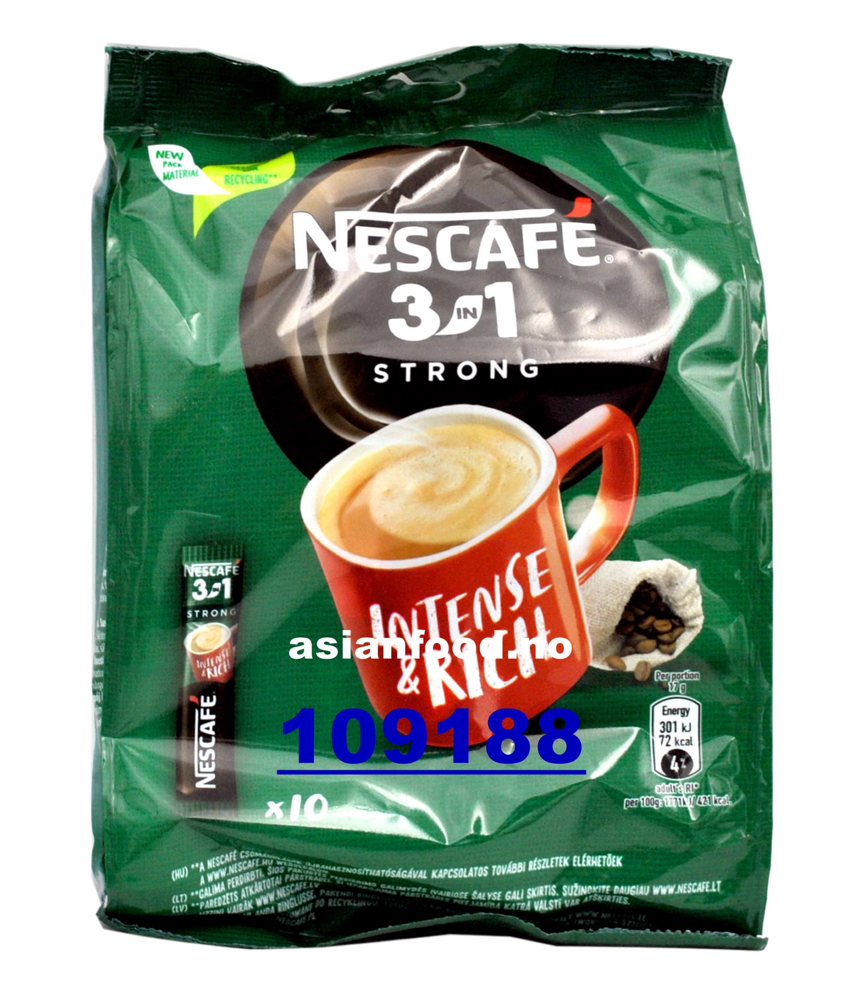 NESCAFE Strong instant coffee 3in1 Green 18x(10x17g) Asian Food Import