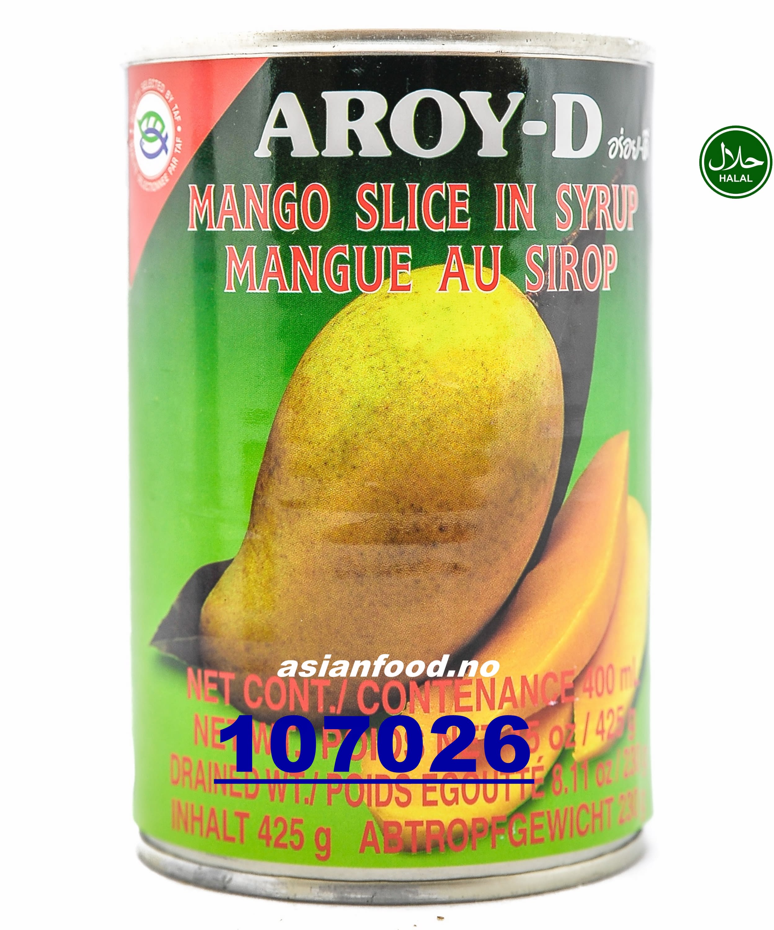 AROY-D Mango slice in syrup 24x425g Asian Food Import