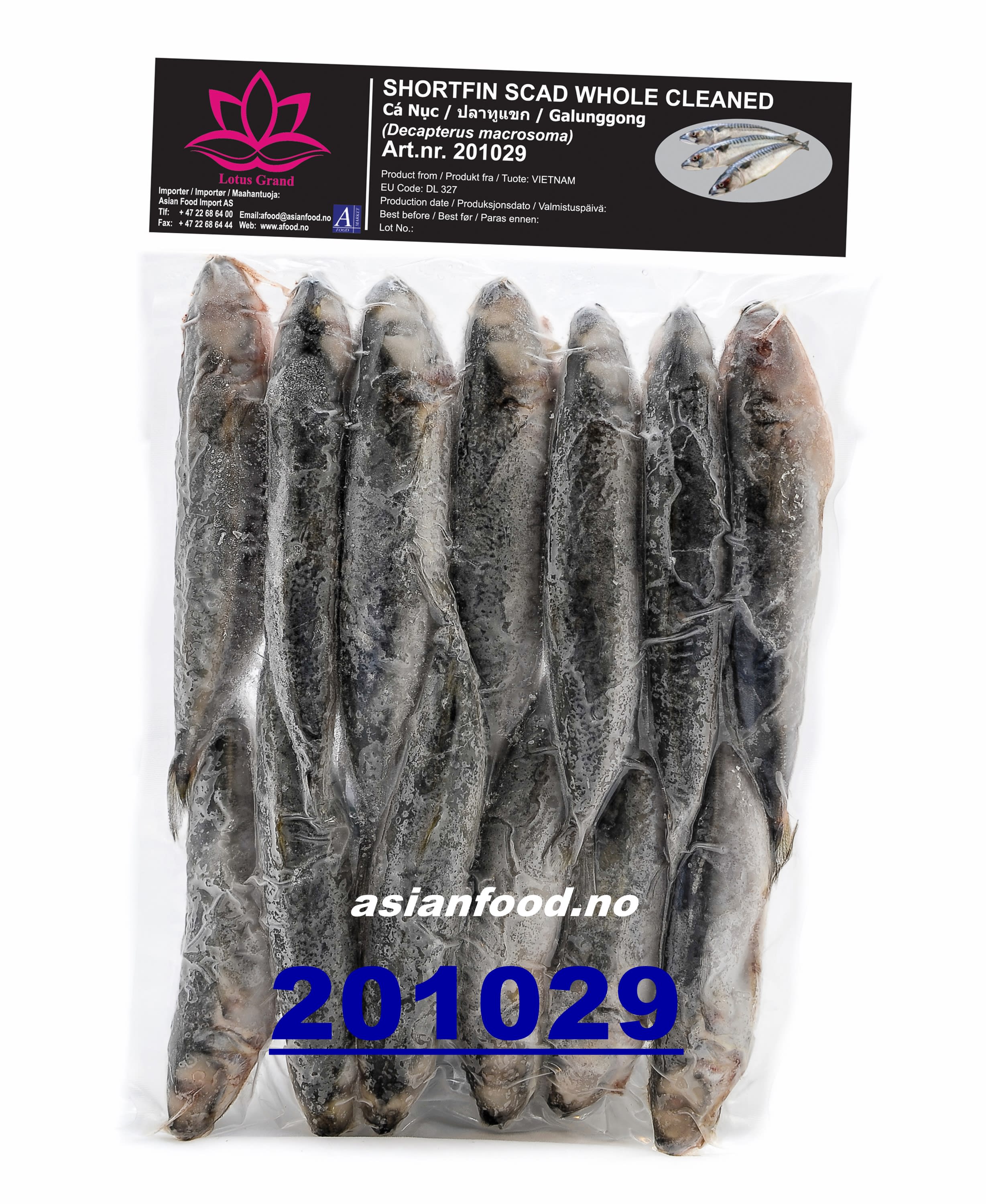 LOTUS Shortfin Scad Whole Clened 12x800g Asian Food Import