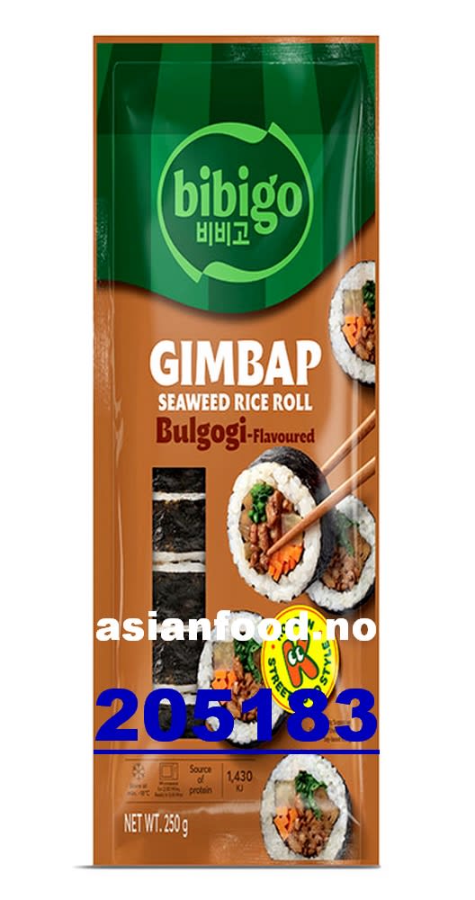 BIBIGO Gimbap seaweed rice roll Bulgogi 30x230g Asian Food Import