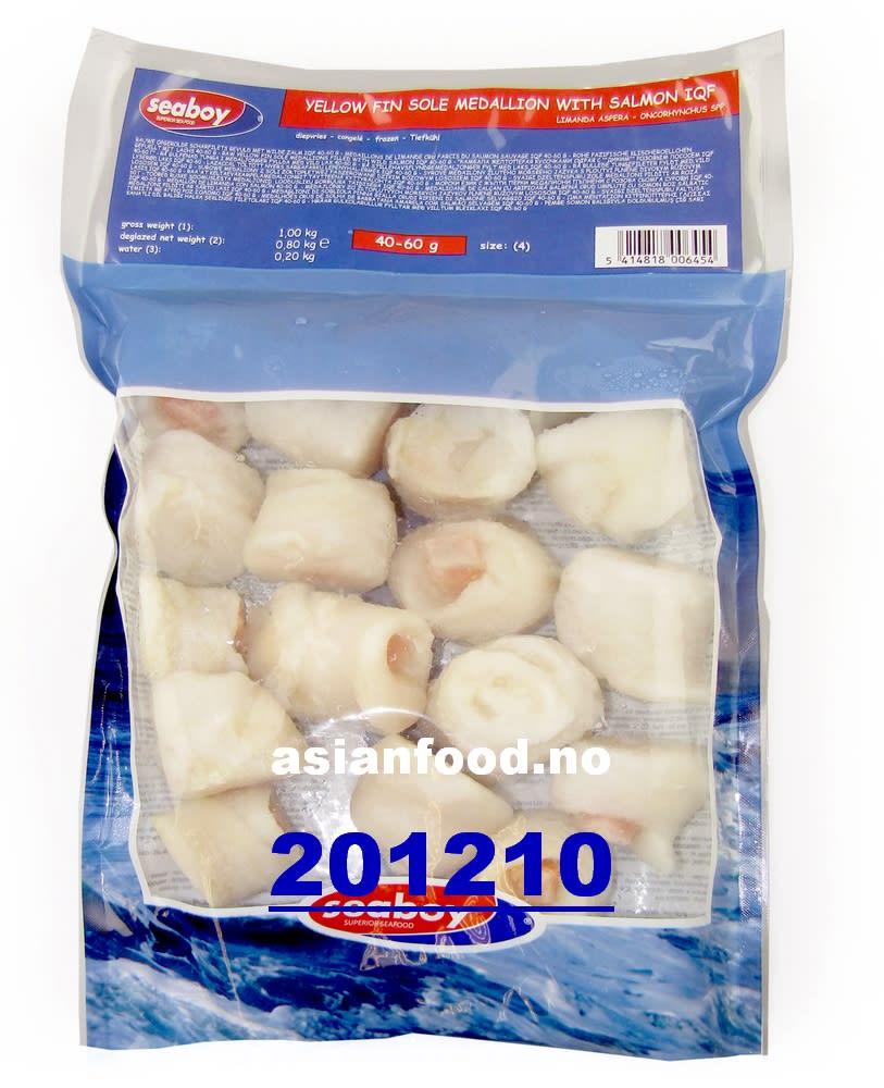 SEABOY Yellow fin sole medallion with wild salmon 10x1kg Asian Food Import