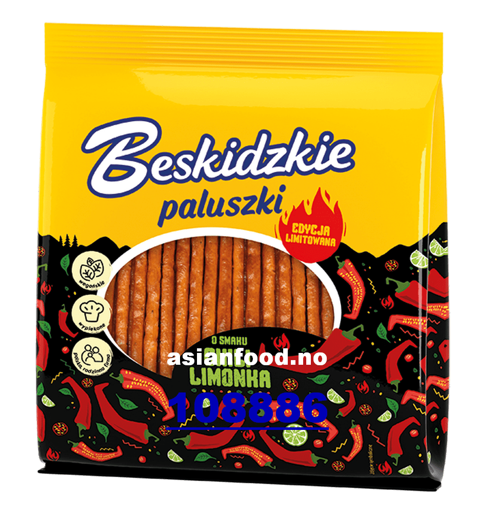 BESKIDZKIE Paluszki o smaku chili-limonka 16x180g Asian Food Import