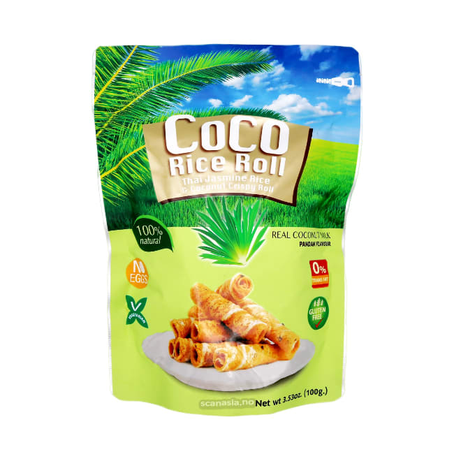 COCO Rice & Coconut Crispy Roll Pandan 12x100g Velkommen