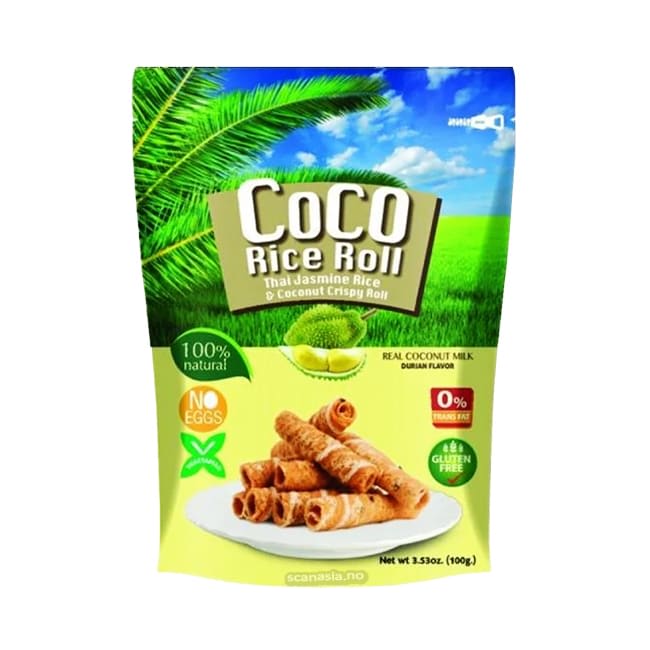 COCO Rice & Coconut Crispy Roll Durian 12x100g Velkommen